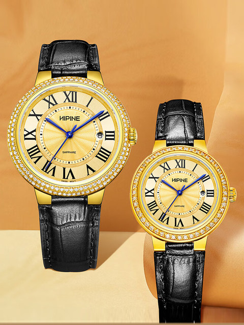 Gold watch men's 999 pure gold retro Roman quartz watch small disc ...