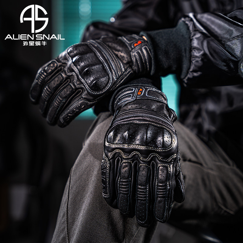 Alien Snail V10 Motorcycle Gloves - Sheepskin, All-Season Protection