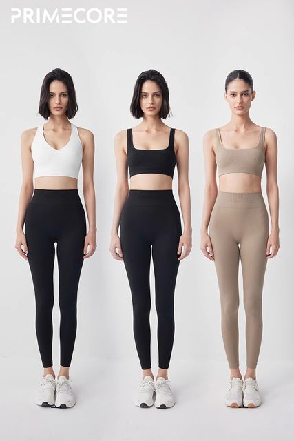 PRIMECORE women's sports bra seamless series v-neck yoga shorts and ...