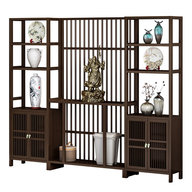 New Chinese style screen partition wall living room solid wood entry ...