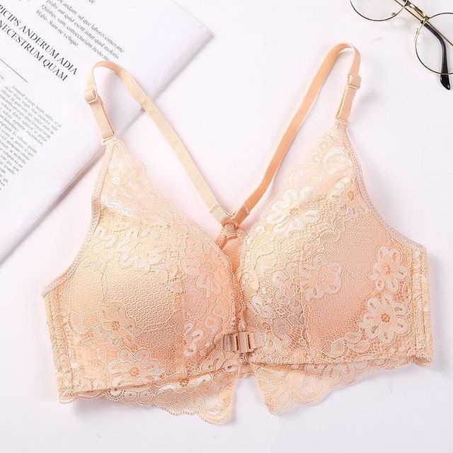 Lace Beautiful Back Bra Women's Push Up Wireless Small Bra Thin Thin ...