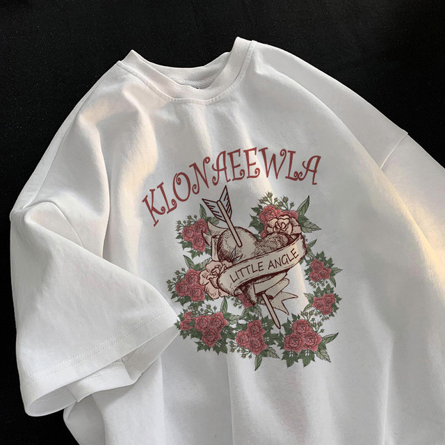 Guo Chao pure cotton T -shirt design sense little angel rose short ...