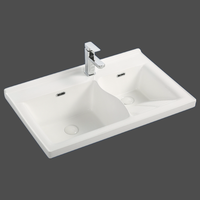 Ceramic integrated basin double basin laundry basin with washboard ...