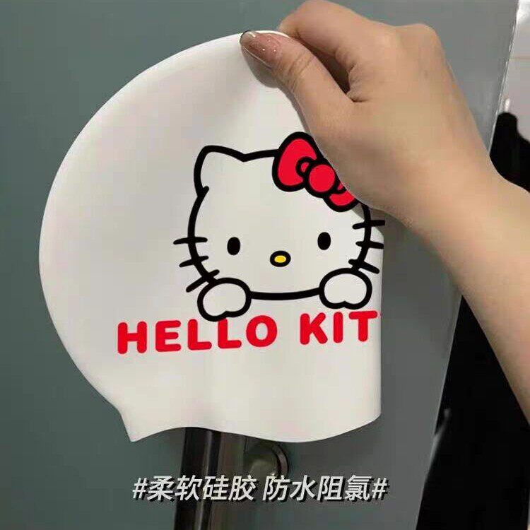 HelloKitty swimming cap for women, adult large size, ear protection ...