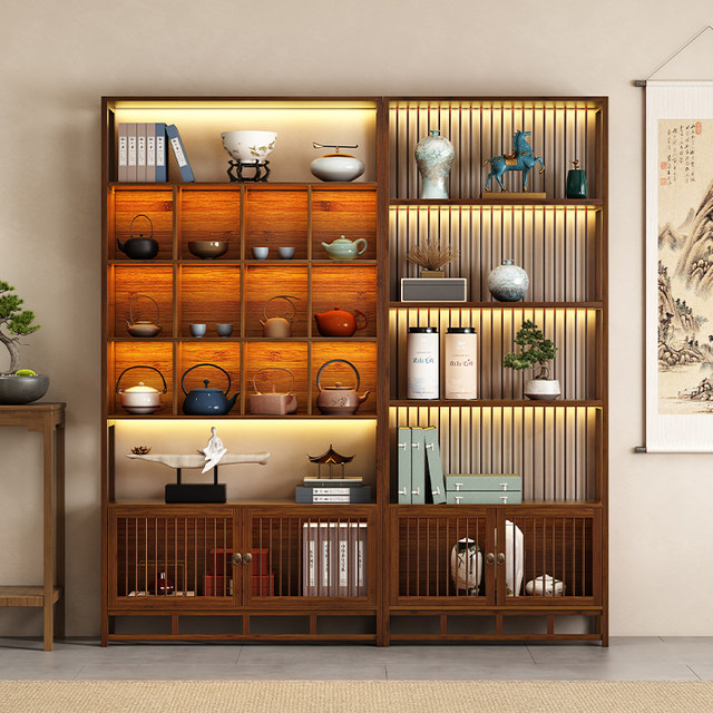 Bogu rack solid wood Chinese tea rack tea room tea set ornaments ...