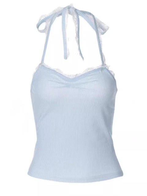 2024 Summer Women's New Style Hot Girl Pure Desire Lace Spliced Halter ...