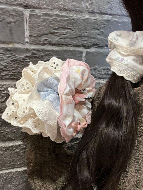 Zhao Lusi's same style double-layer lace hair tie for women ...