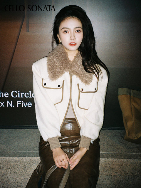 Cello Sonata AW23 autumn and winter new product removable wool collar ...