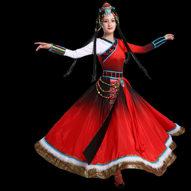 New Tibetan costumes for women, water sleeves, dance performance costumes, Tibetan swing skirts ...