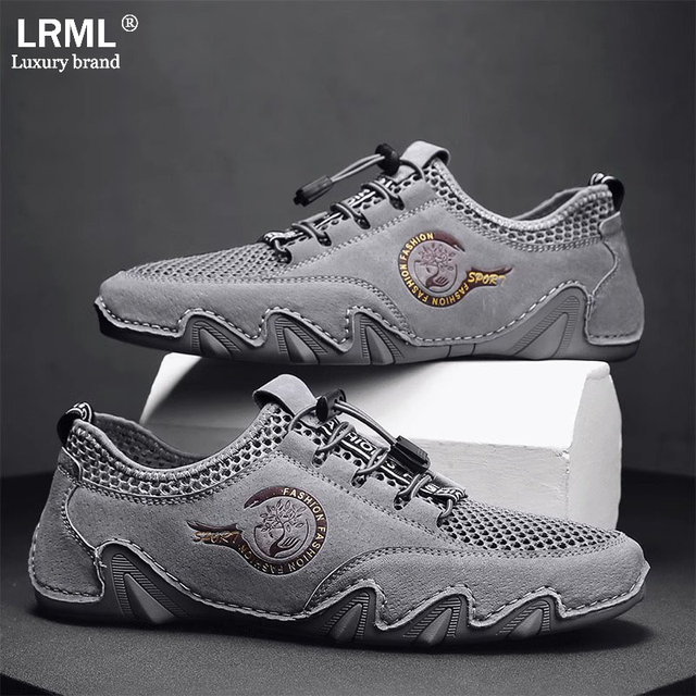 Genuine leather casual net shoes for men in summer new style authentic ...