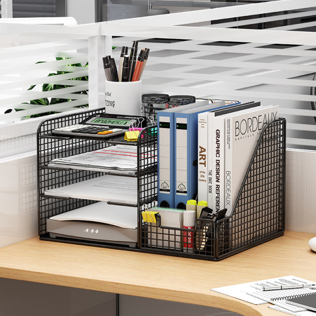 Desktop storage rack multi-layer office desk layered desk storage rack ...