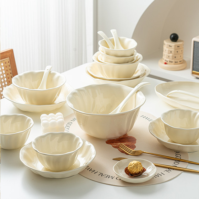 Creamy dishes set home 2024 new fresh high -temperature underglaze ...