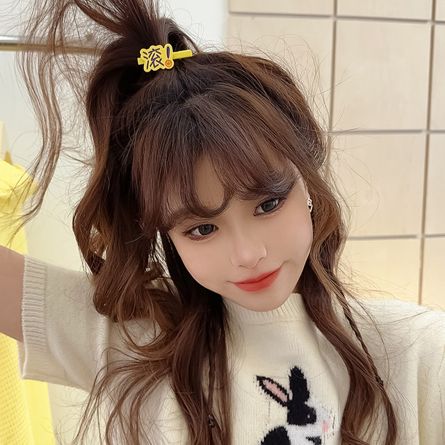 Fun and funny text hairpins for women with side bangs on their forehead ...