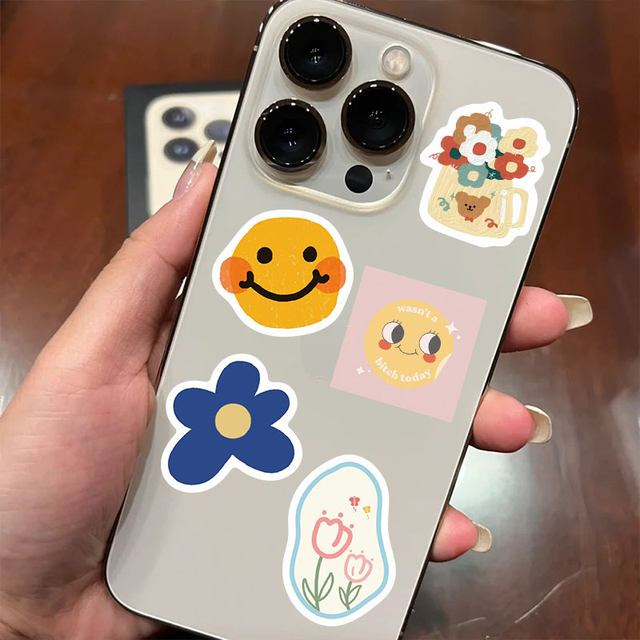 90 little flower smiley face stickers, cartoon cute mobile phone cases ...