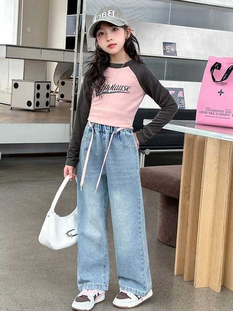 La Chapelle girls jeans spring and autumn children's fashion straight ...