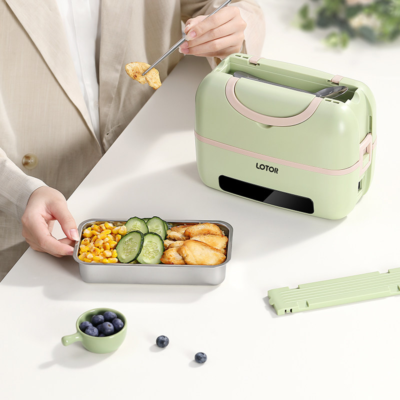 Lotor Electric Lunch Box - 2 Layer Stainless Steel Heating Bento Box