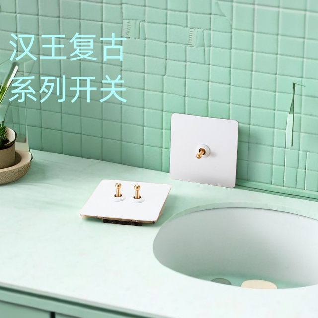 Hanwang retro switch socket panel minimalist stainless steel matte white brass lever French home ...