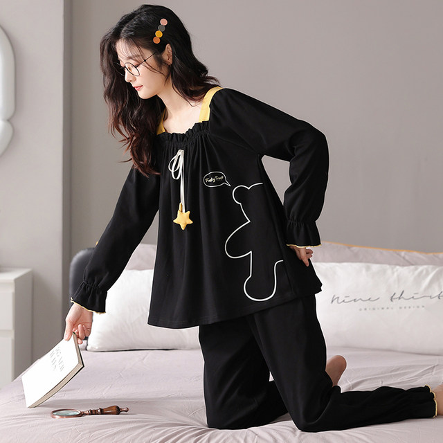 2025 new pajamas for women in spring and autumn pure cotton long ...