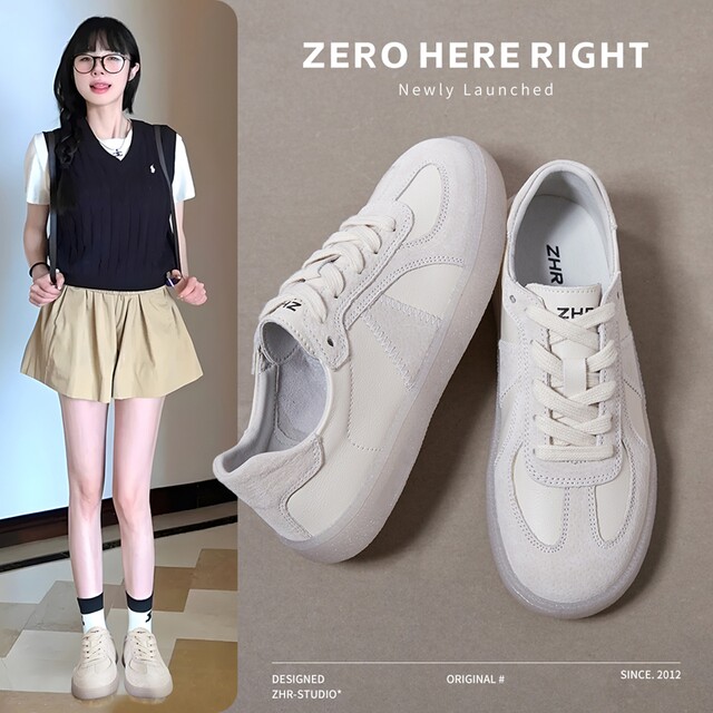ZHR jelly bottom genuine leather white shoes for women 2024 autumn ...