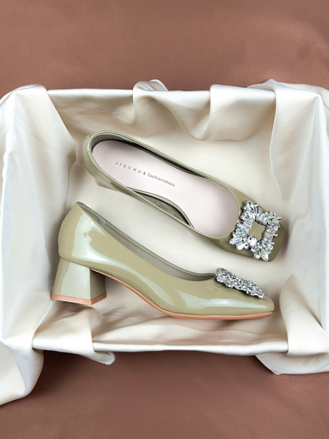 Matcha high heels for women's thick heels 2025 new spring and autumn ...