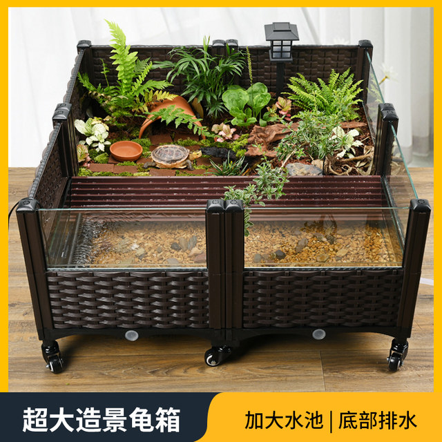 Super big turtle tank with climbing platform landscaping green plant ...