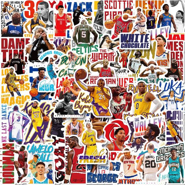 50 pieces of NBA characters text computer notebook stickers basketball ...