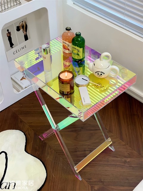 Acrylic colorful folding table modern simple small apartment side table ...