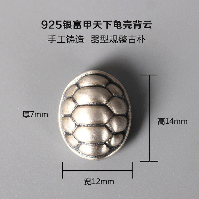 Original pure handmade 925 sterling silver rich one side turtle shell ...