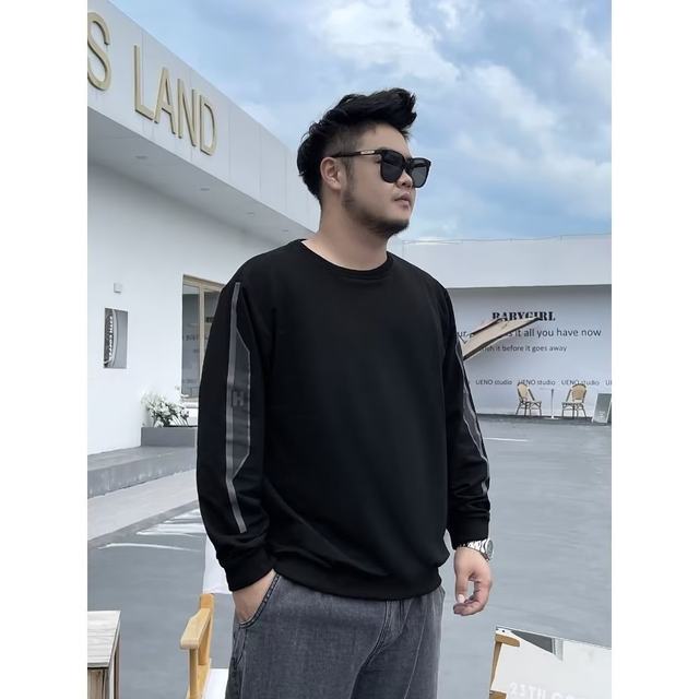 2022 large size men's sweatshirt plus fat plus big trendy brand fat ...