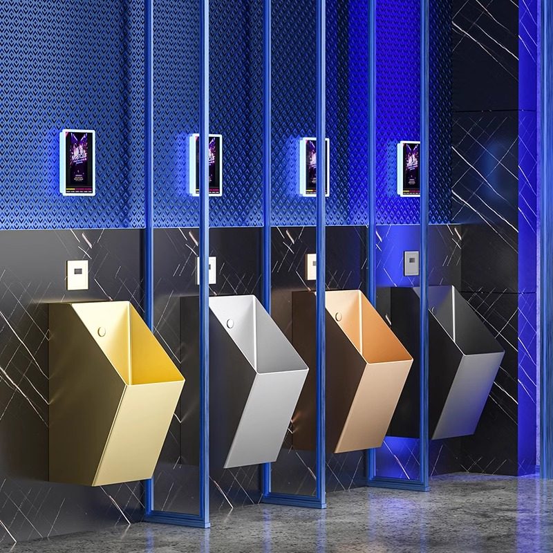 Black Stainless Steel Urinal - Bathroom Wall-Mounted - Induction Urinal ...