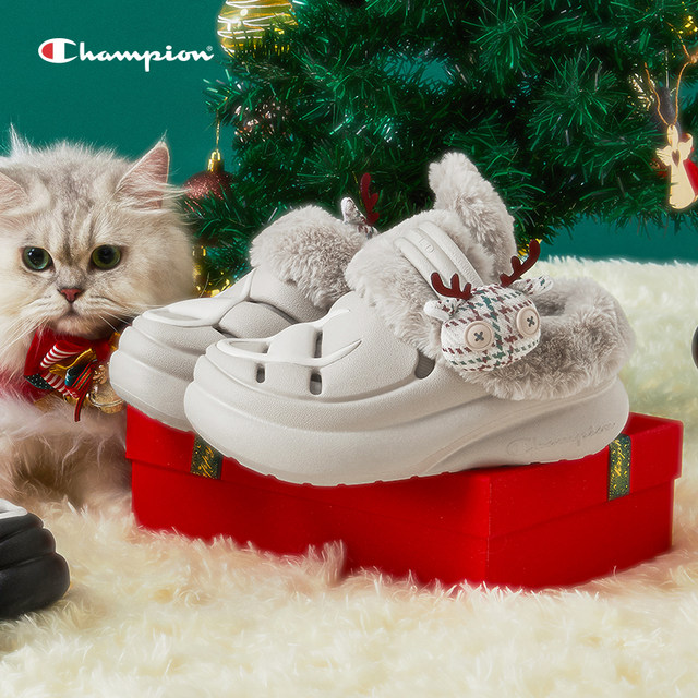 Champion champion clogs women's autumn and winter new thick-soled plush ...