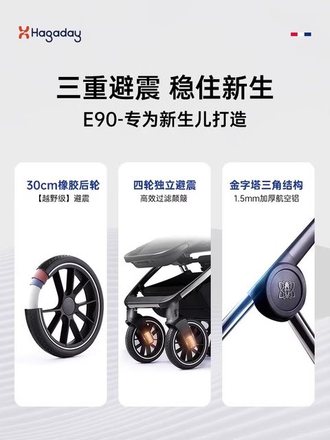 hagaday E90 baby stroller can sit and lie down, two-way folding high view newborn baby sleeping ...
