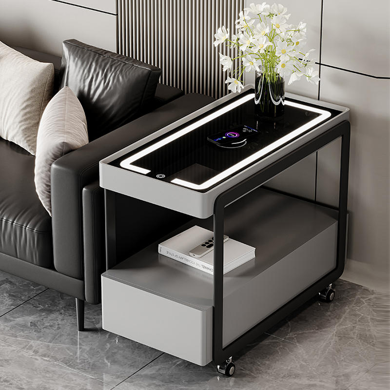 多功能沙发边柜带无线充电客厅沙发边几柜轻奢高级感移动茶几整装-淘宝网