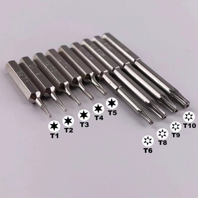 9 pieces of plum blossom T1 T2 T3 T4 T5 T6 T8 T9 T10 hexagonal 4mm interface bit set with hole