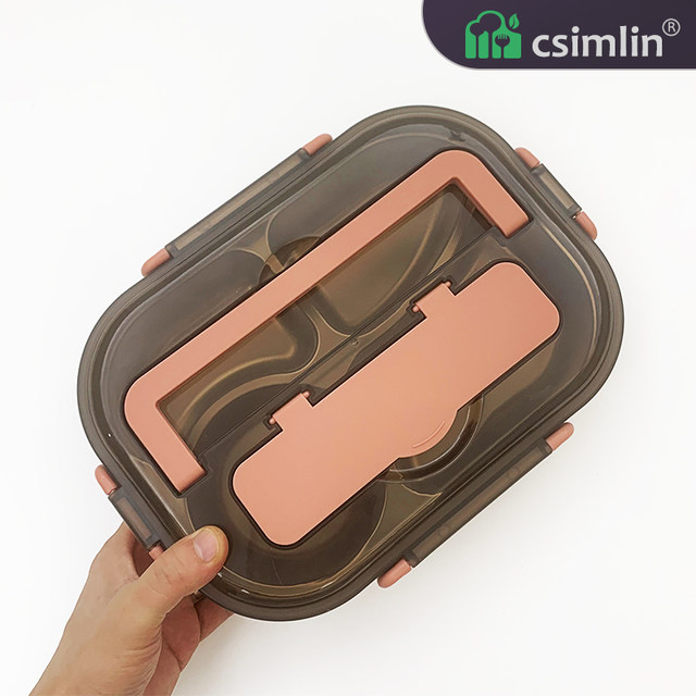 304 stainless steel lunch box, food-grade dinner plate, student compartment lunch box, office ...