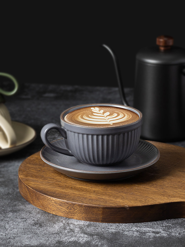 Abf Vertical Pattern Sawada Coffee Cup - 280ml European Ceramic Mug