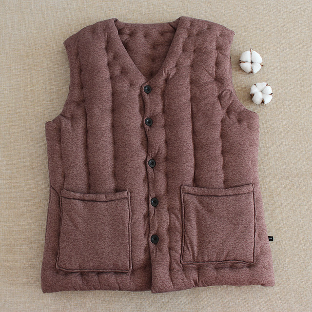Men's autumn and winter handmade pure cotton warm vests Middle -aged and elderly elasticity ...