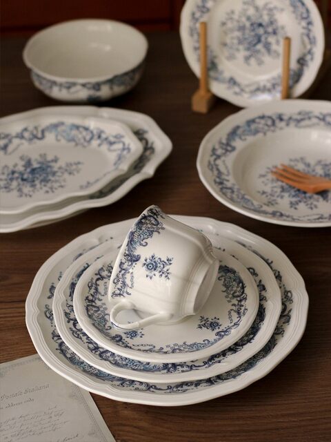 Zeten's French medieval ceramic dinner plate, Western food pasta plate ...