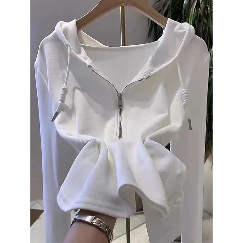 Short sweater female hooded early autumn Korean version of the slim ...