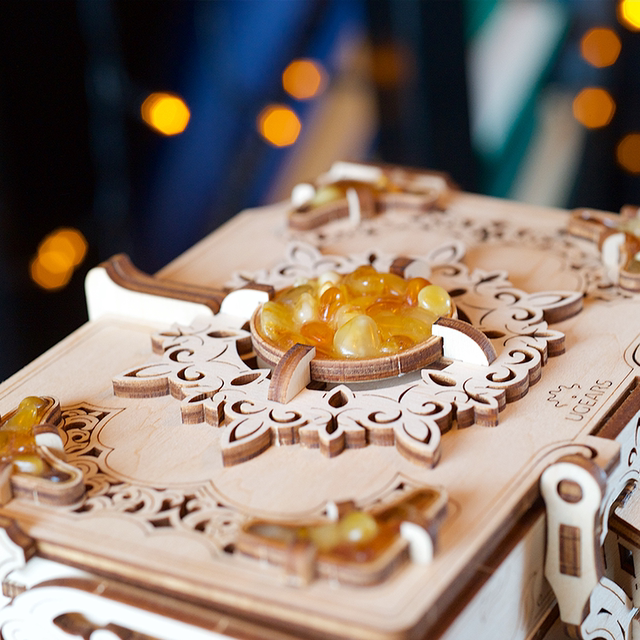 Ugears imported amber jewelry box 3D three -dimensional puzzle assembly ...