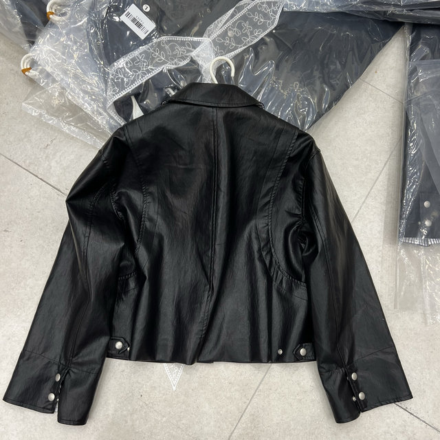 European lace scarf leather jacket for women 2025 spring and autumn new ...