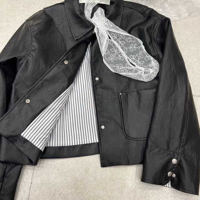 European lace scarf leather jacket for women 2025 spring and autumn new ...