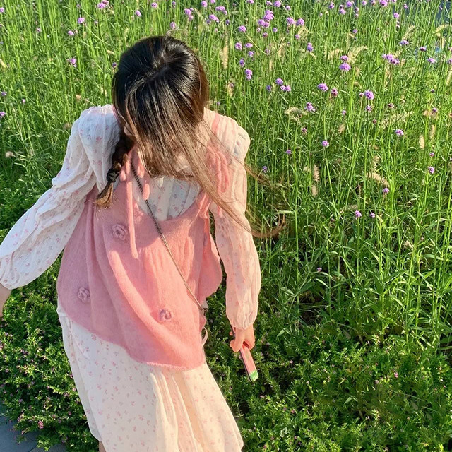 Sweet Langjie, white long -sleeved floral dress, female autumn dual ...