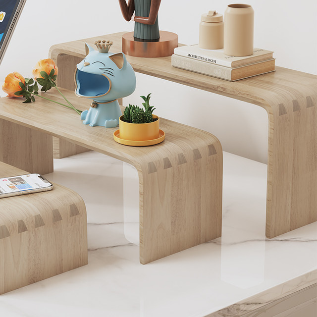 Customized solid wood U-shaped storage rack inside the cabinet, layered ...