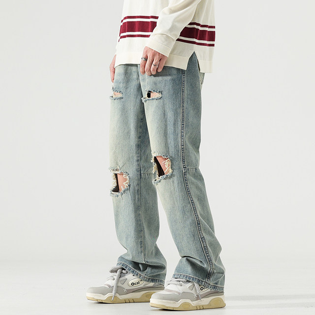 JFU jeans American high street 2024 spring and summer thin straight-leg ...