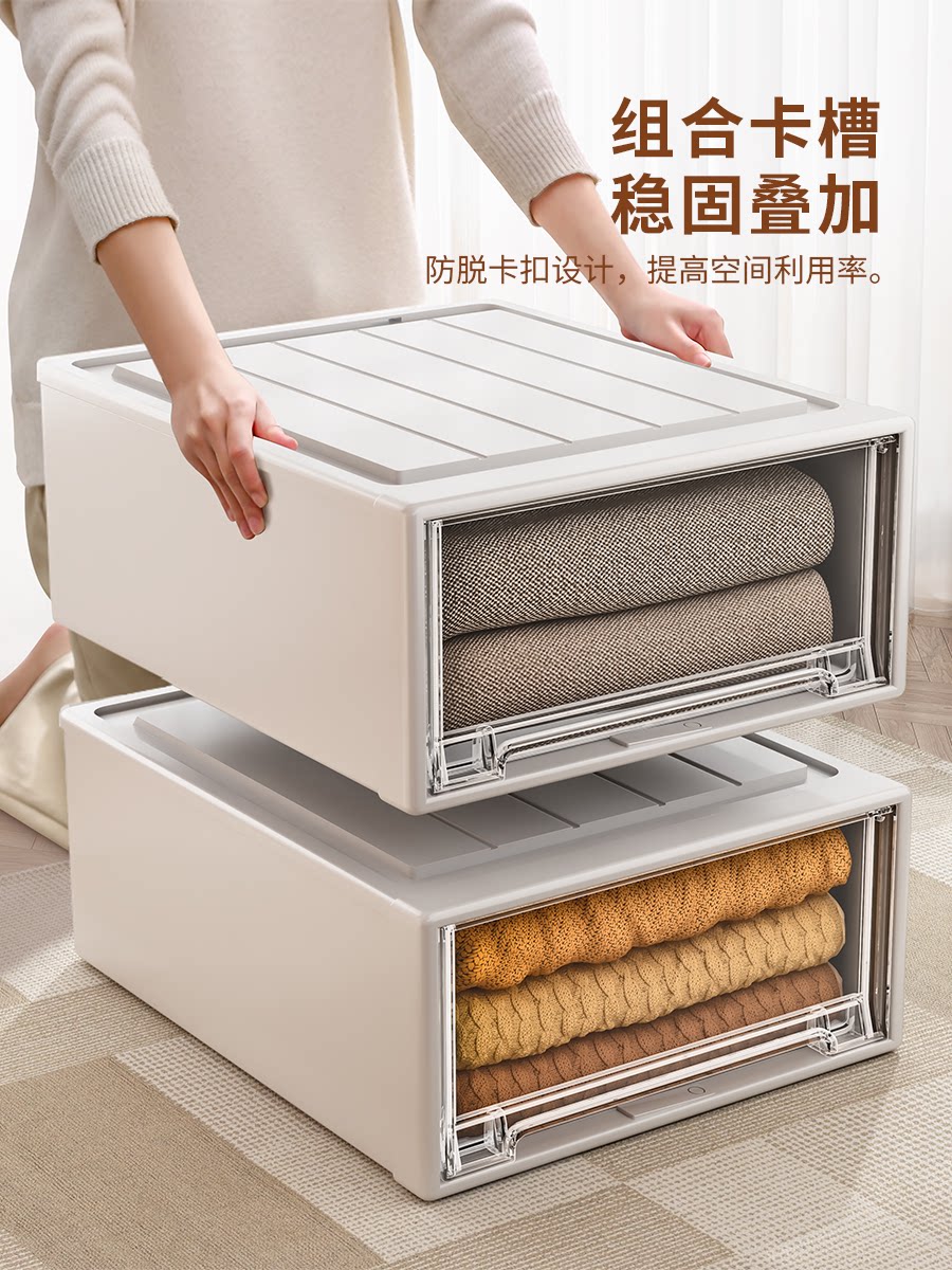 Naming 80L Transparent Storage Box - Japanese Style Drawer Organizer