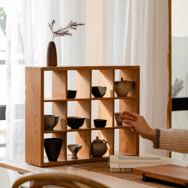 Yanpu cherry wood Duobao Pavilion tea set Bogu rack living room tea ...