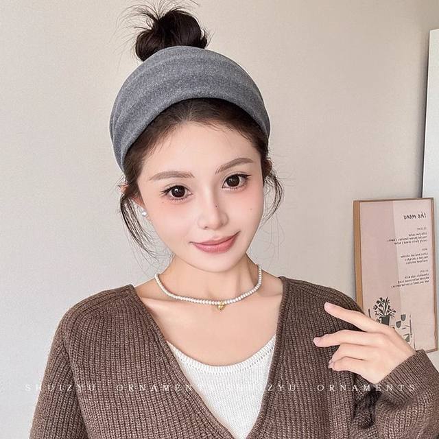 Retro high-end wide-brimmed headband, stylish French headband, lazy ...