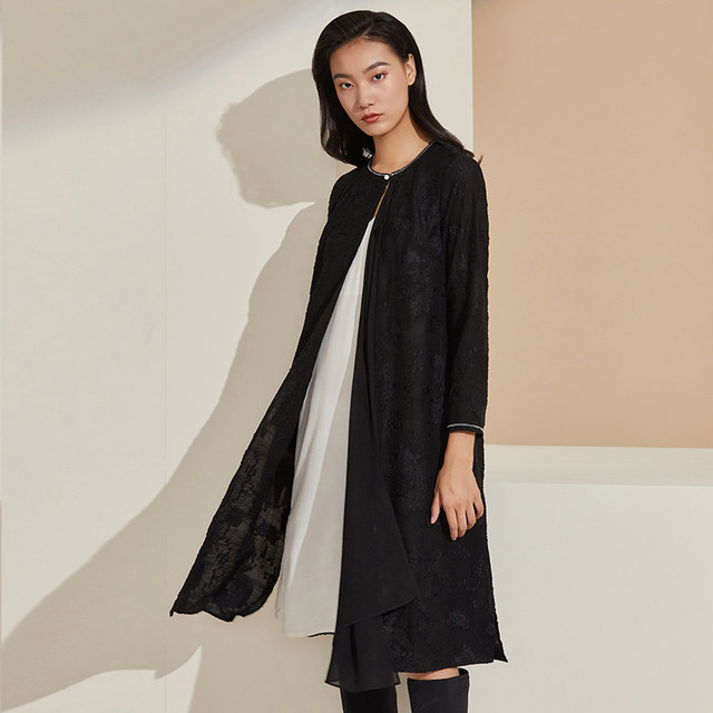 Spring and autumn new style windbreaker mid-length printed loose ...