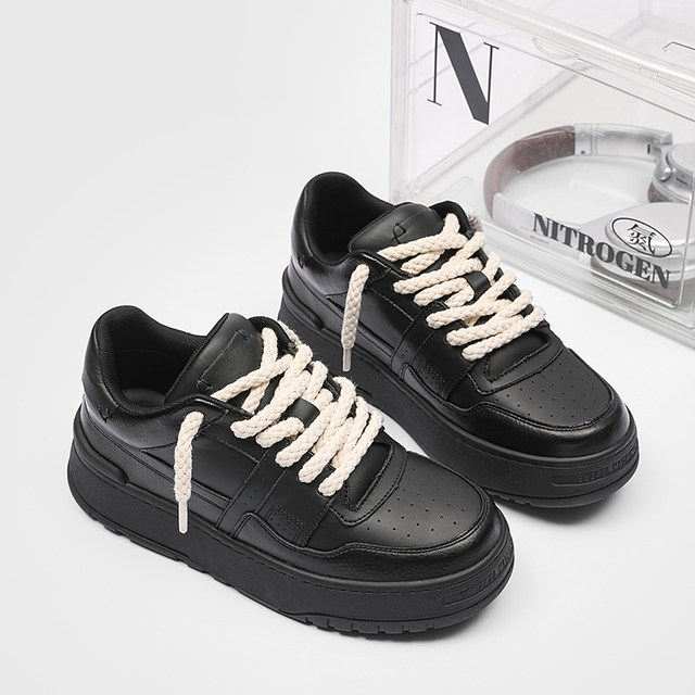 Little black shoes original dirty braid design board shoes men's autumn ...